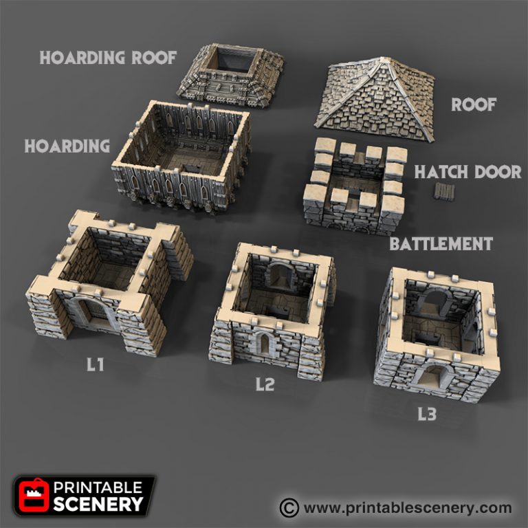 The Small Square Tower Mash Up - Printable Scenery