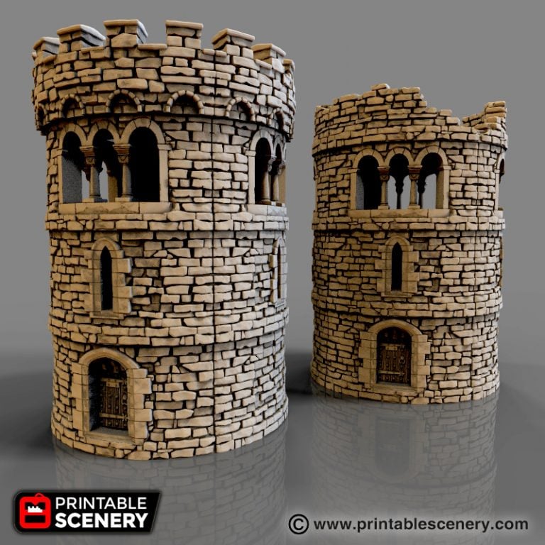 Round Tower Two - Printable Scenery