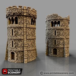 Round Tower with Buttress - Printable Scenery