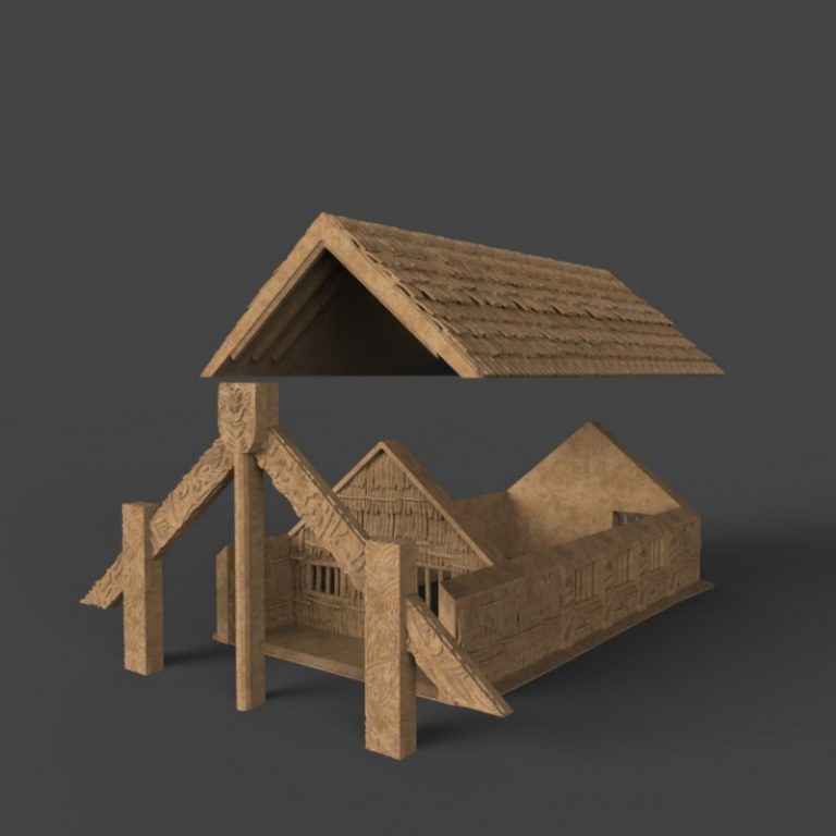 3D Printable Maori Pa Wharenui (Big House)