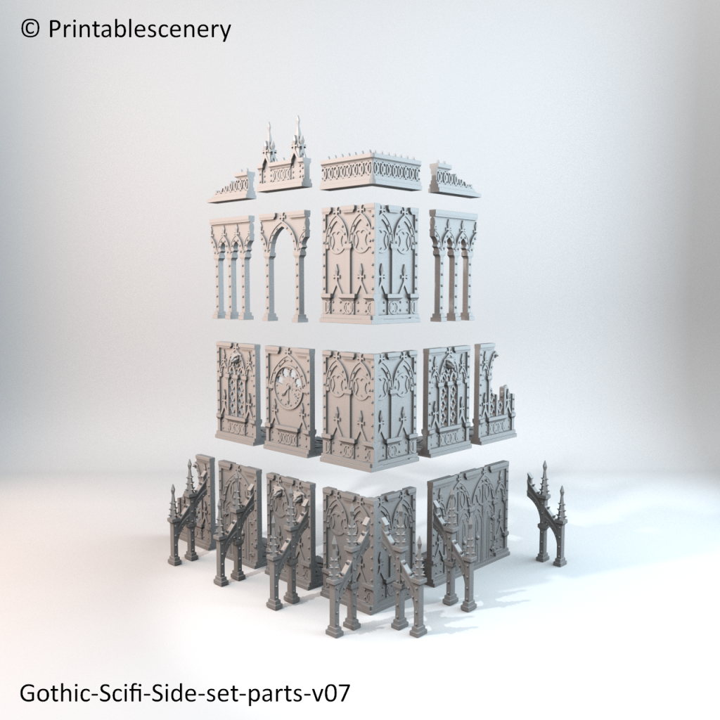 Gothic Walkways and Buildings - Printable Scenery