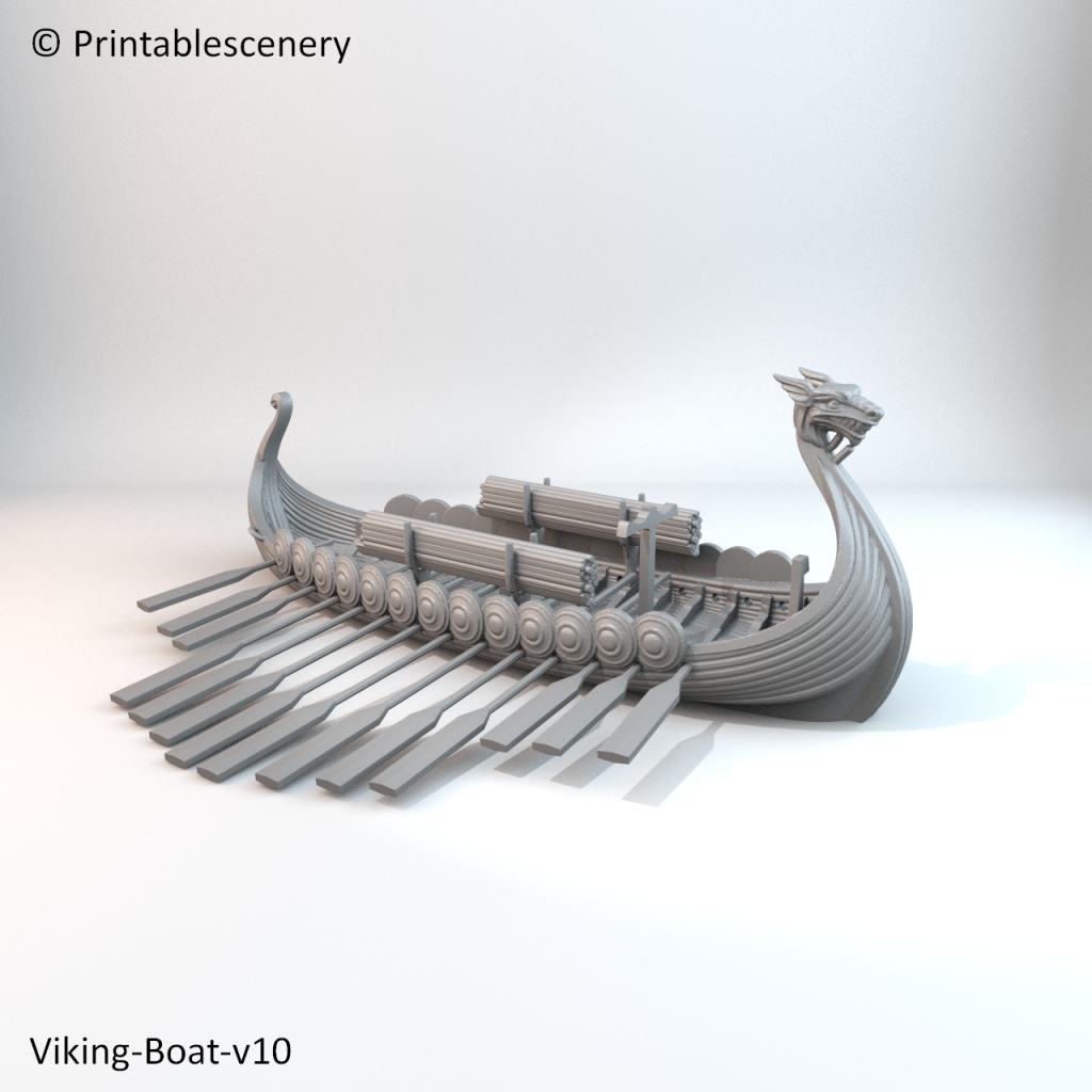 3D Printable Viking Longship. Ready to download and print
