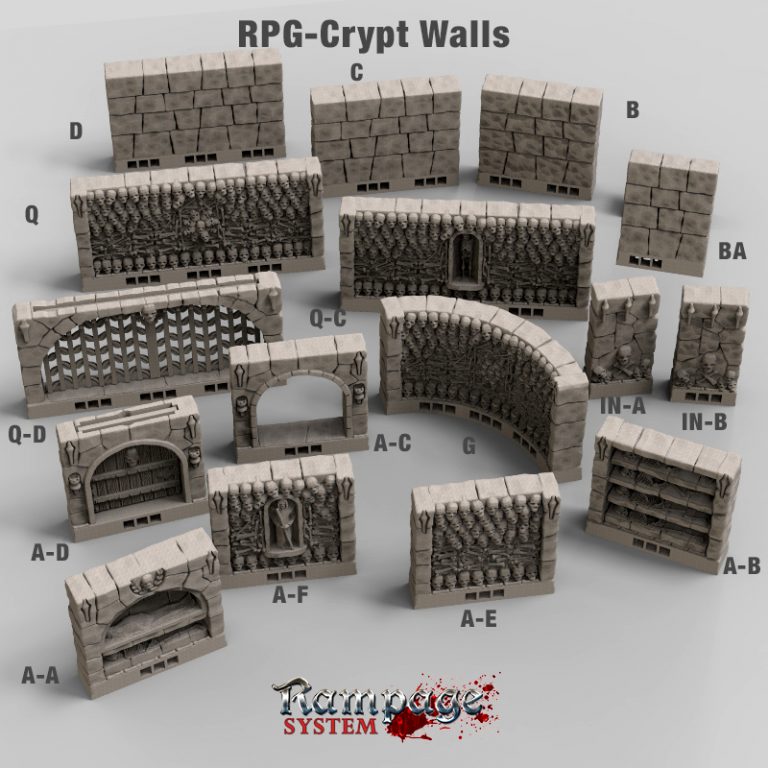 Rampage Crypt Walls - Printable Scenery