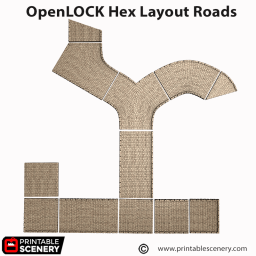 3D Printable Openlock Hex Layout Roads