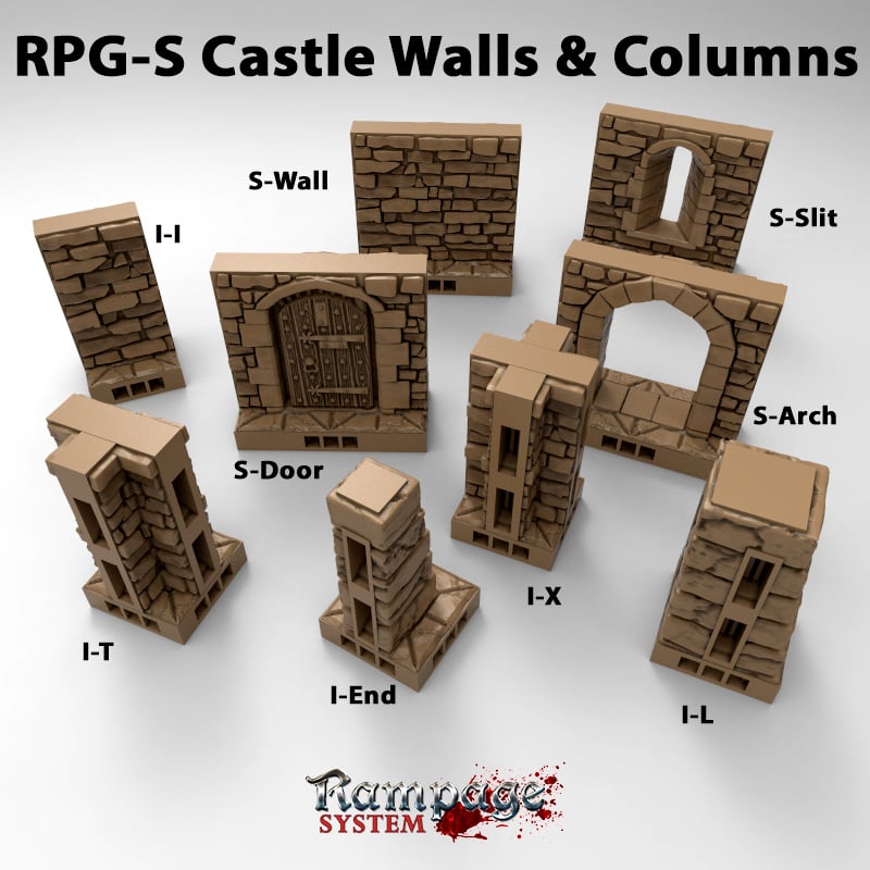 S Castle Walls and Columns - Printable Scenery