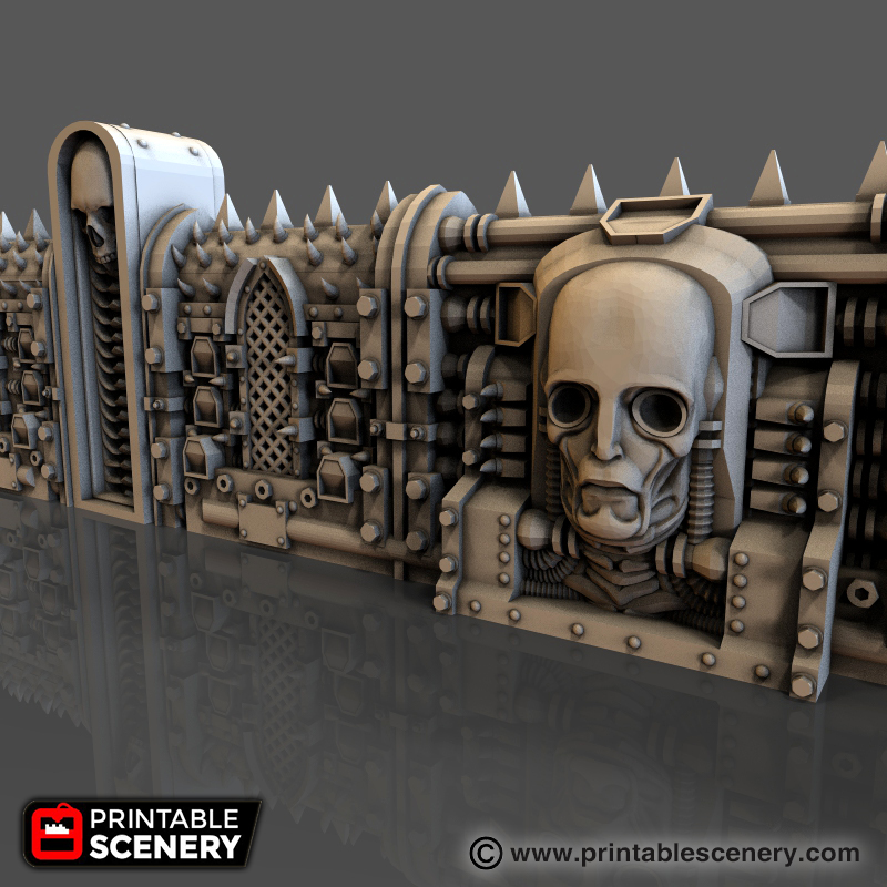 Gothic Sci-Fi Spike Wall - Printable Scenery