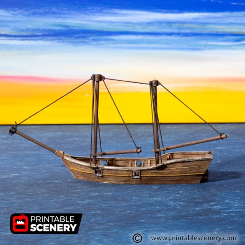 Long Boat (Row Boat) - Printable Scenery