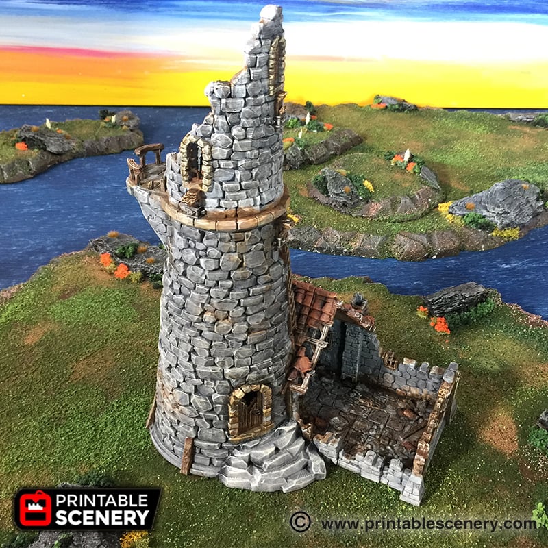 Ruined Lighthouse - Printable Scenery