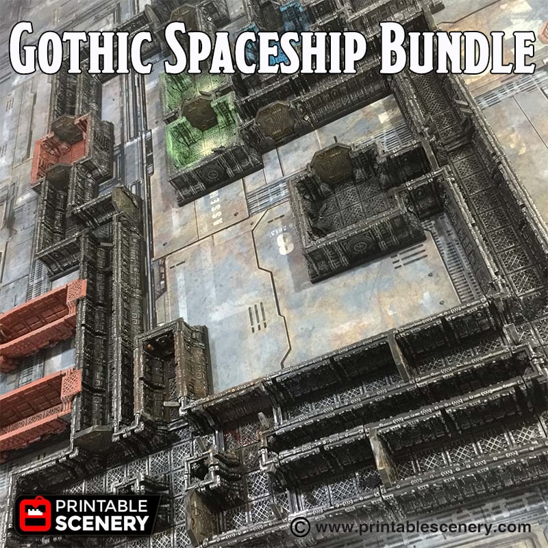 Gothic Spaceship Bundle (30mm tiles) - Printable Scenery