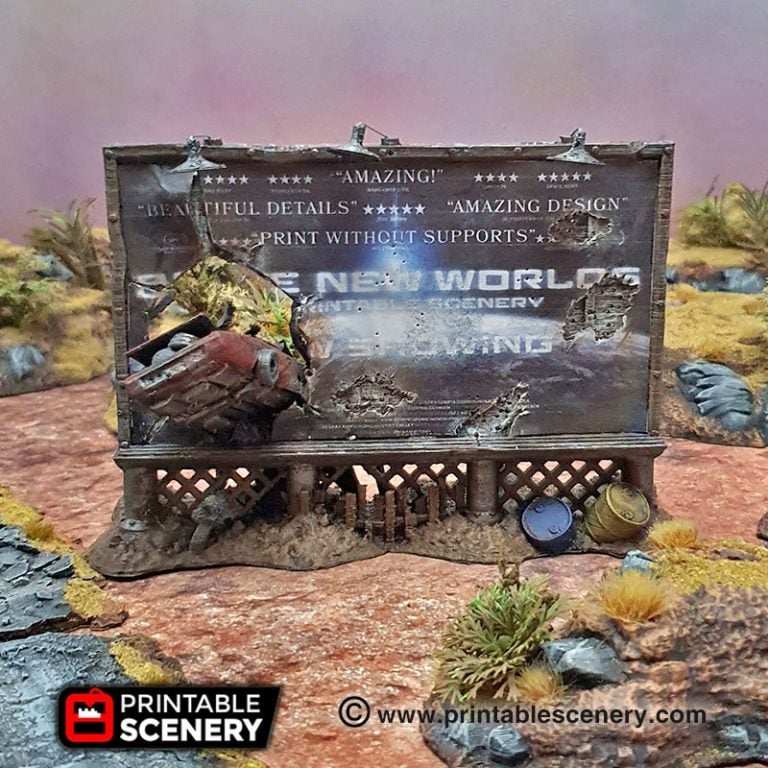 Ruined Billboards and Signs - Printable Scenery