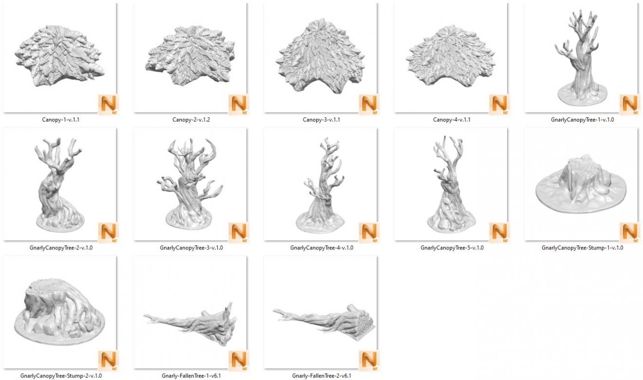 Gnarly Trees with Canopies - Printable Scenery
