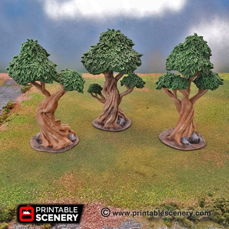 Gnarly Trees with Canopies - Printable Scenery