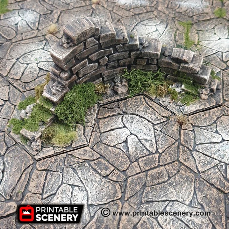 Rough Stone Hex Floors and Ruins - Printable Scenery