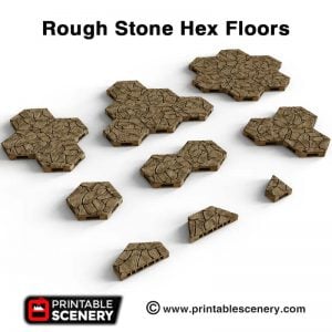 Rough Stone Hex Floors and Ruins - Printable Scenery