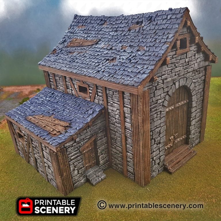 Stone Barn - Printable Scenery