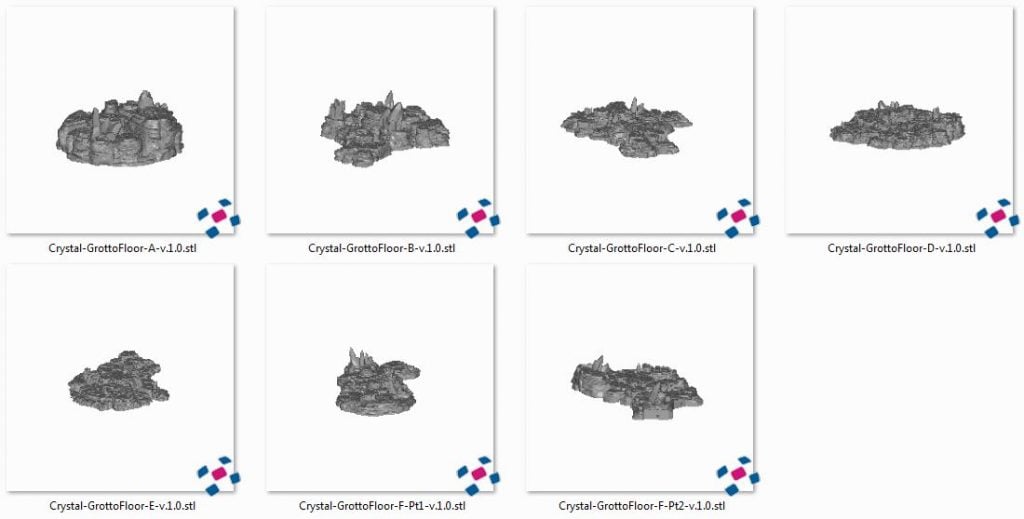 Crystal Grotto Cavern Terrain Floors - Printable Scenery