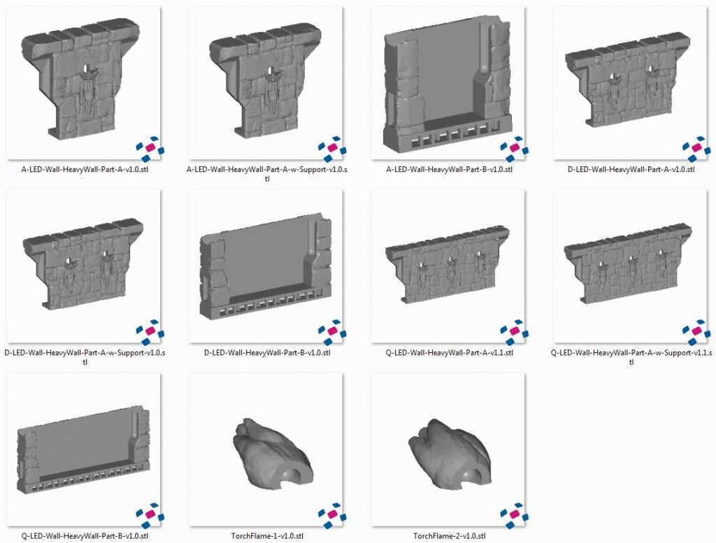 Heavy Stone Torch Wall - Printable Scenery