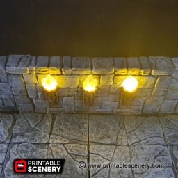 Heavy Stone Torch Wall - Printable Scenery