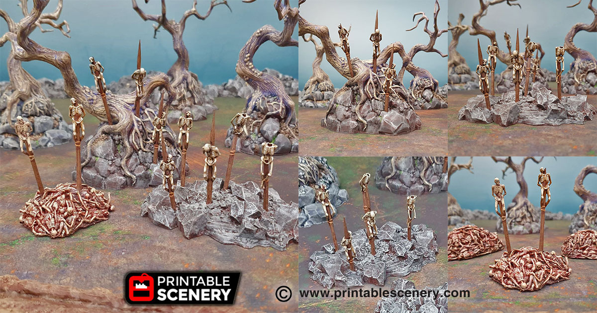 Impaled Skeletons - Printable Scenery