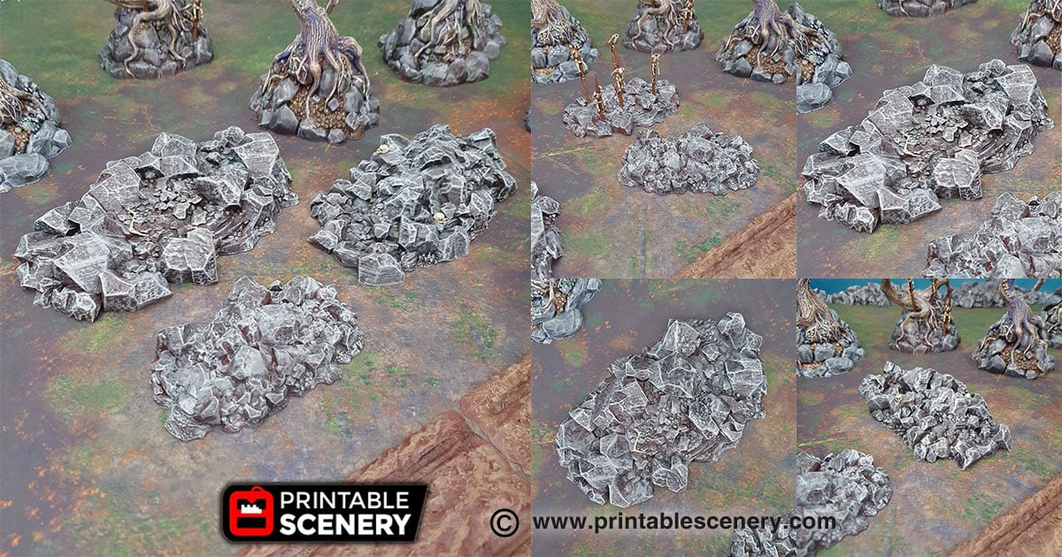 Jagged Rocks Scatter - Printable Scenery