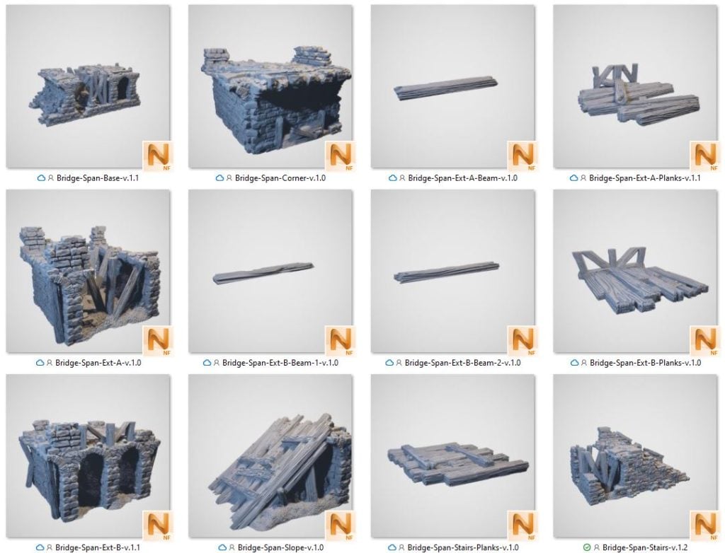 Ruined Bridge Spans - Printable Scenery