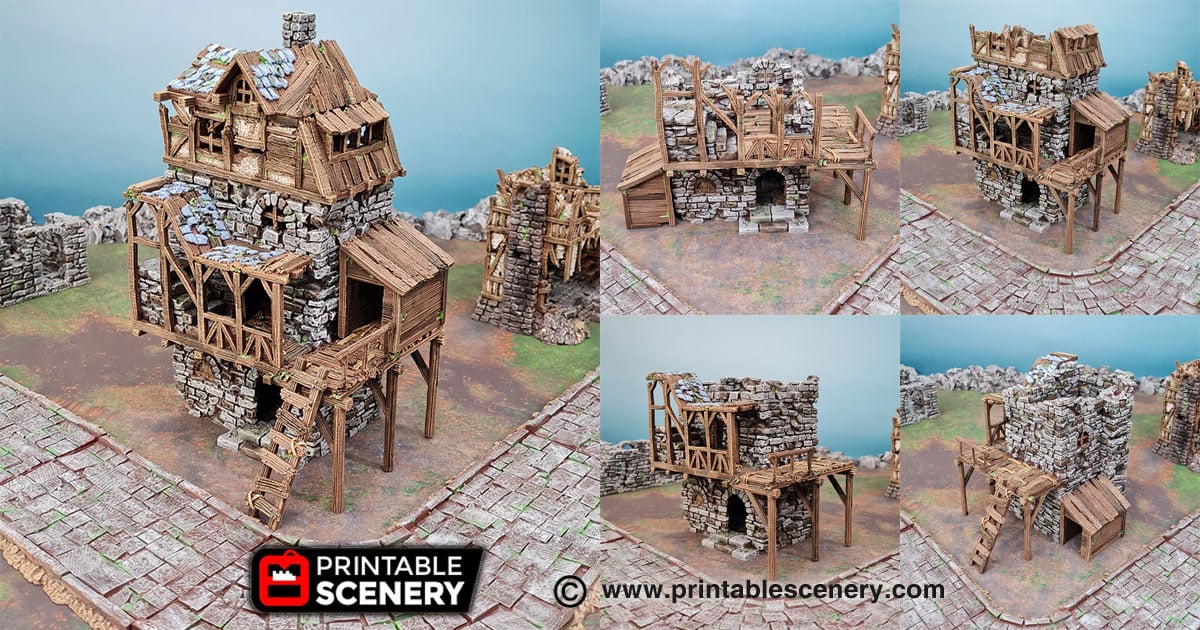 Ruined Gatehouse: East Wing - Printable Scenery