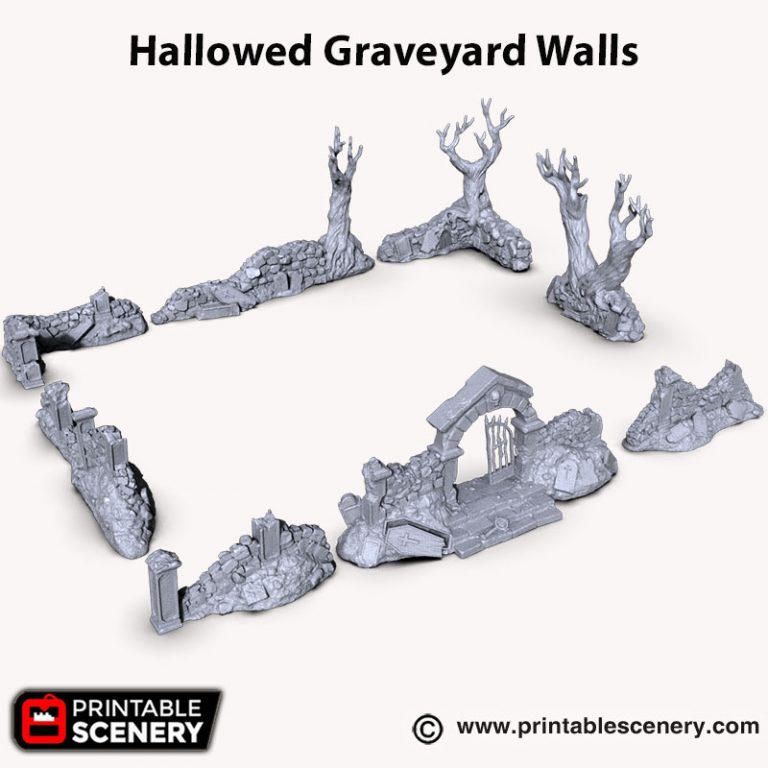 Hallowed Graveyard Walls - Printable Scenery