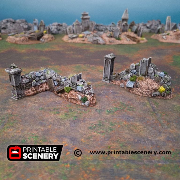 Hallowed Graveyard Walls - Printable Scenery