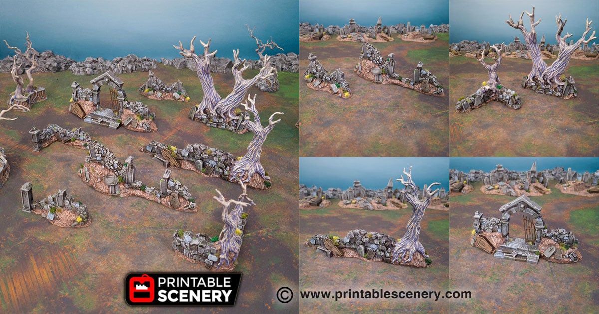 Hallowed Graveyard Walls - Printable Scenery