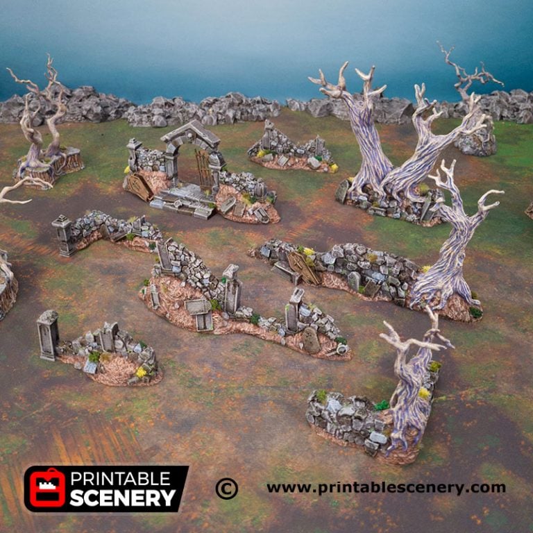 Hallowed Graveyard Walls - Printable Scenery