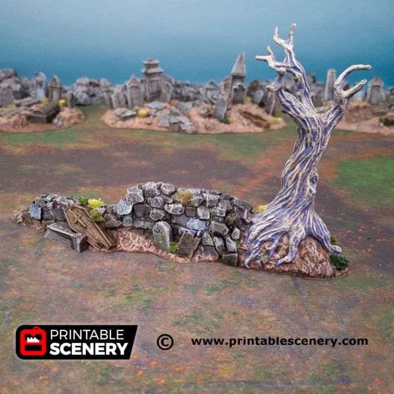 Hallowed Graveyard Walls - Printable Scenery