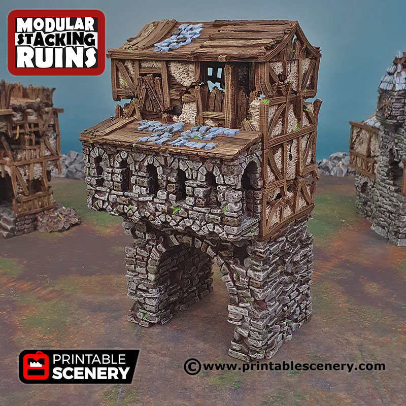 Ruined Gatehouse: Entrance Gate - Printable Scenery