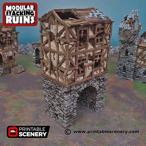 Ruined Gatehouse: Entrance Gate - Printable Scenery