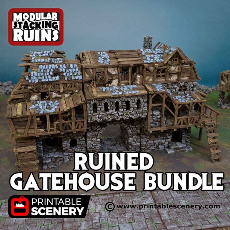 Shadowfey Ruins: Ruined Gatehouse Bundle - Printable Scenery