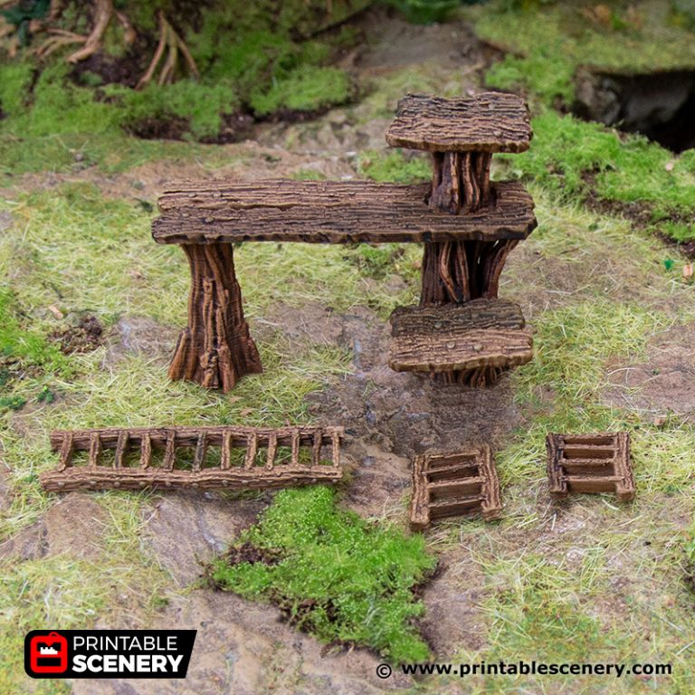Rickety Platforms - Hagglethorn Hollow - Printable Scenery