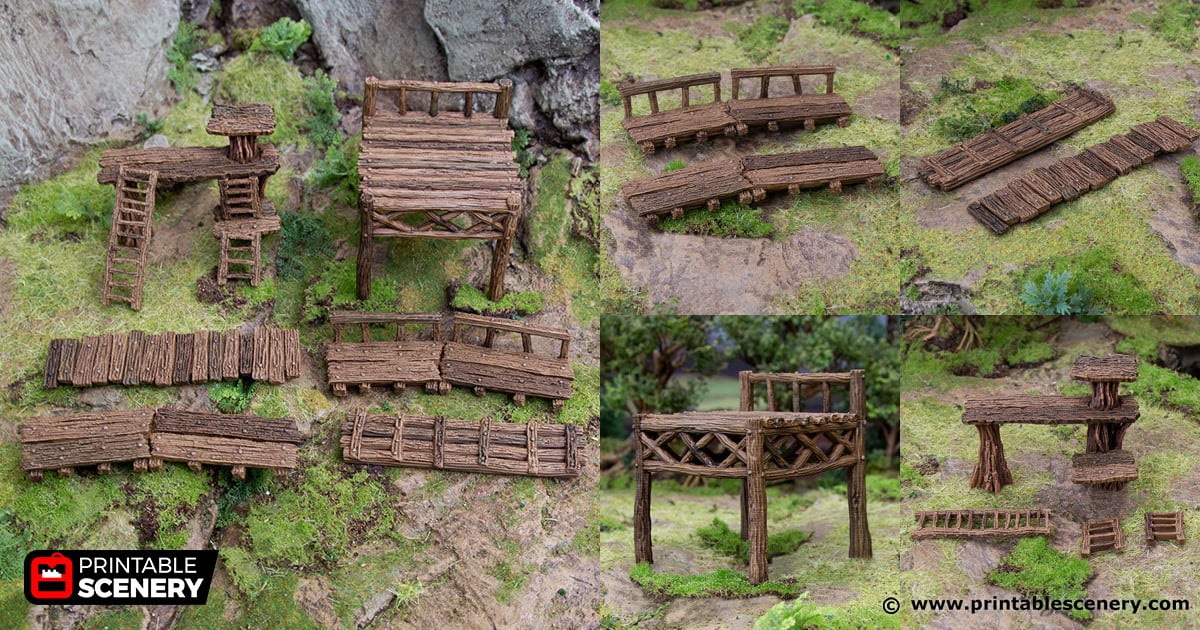 Rickety Platforms - Hagglethorn Hollow - Printable Scenery