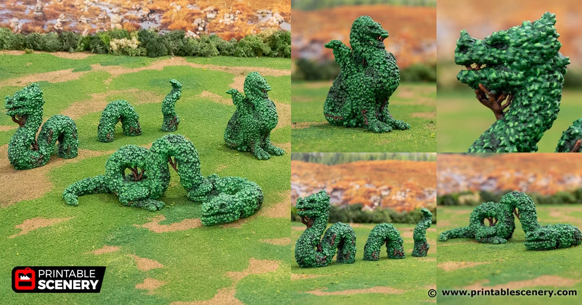 The Dragon Hedgerows - Printable Scenery