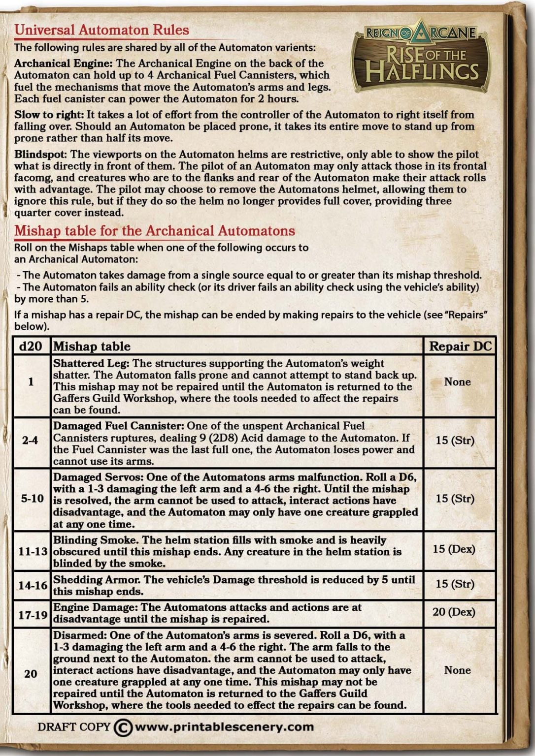 Archanical Vehicles: The Archanical Automatons - Printable Scenery