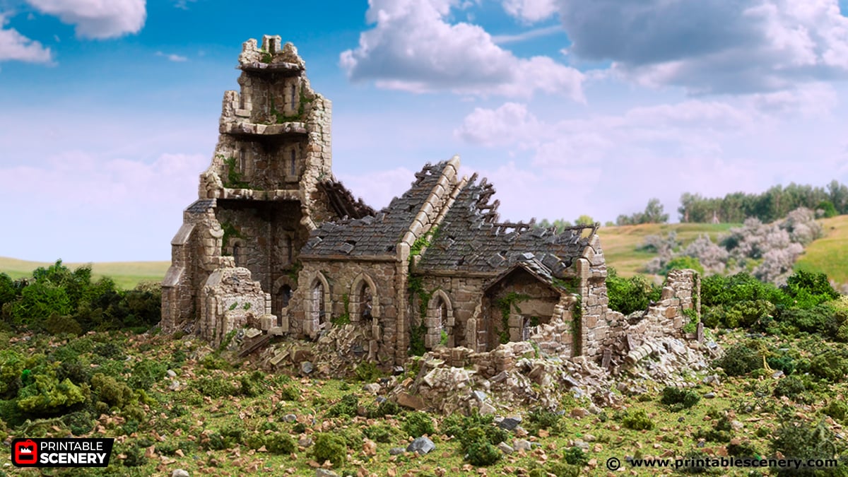 Ruined Norman Church - Printable Scenery