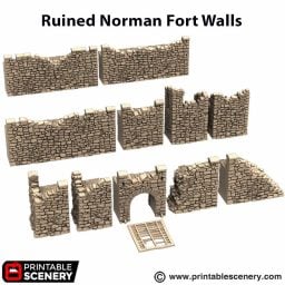 Ruined Norman Fort Walls - Printable Scenery