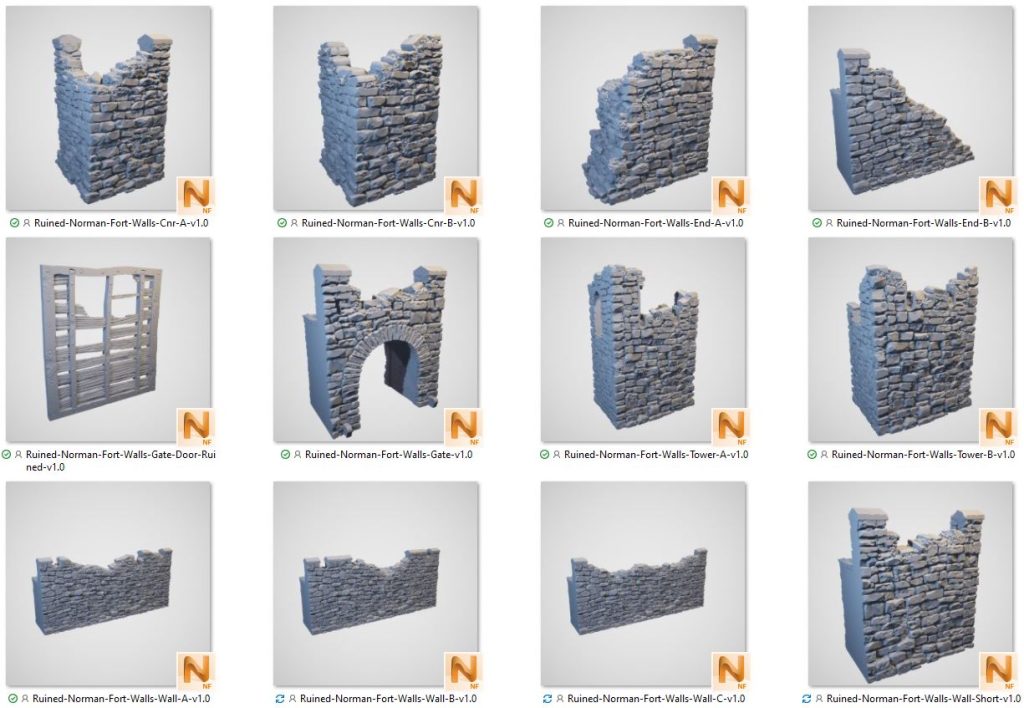 Ruined Norman Fort Walls - Printable Scenery