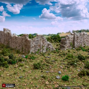 Ruined Norman Fort Walls - Printable Scenery