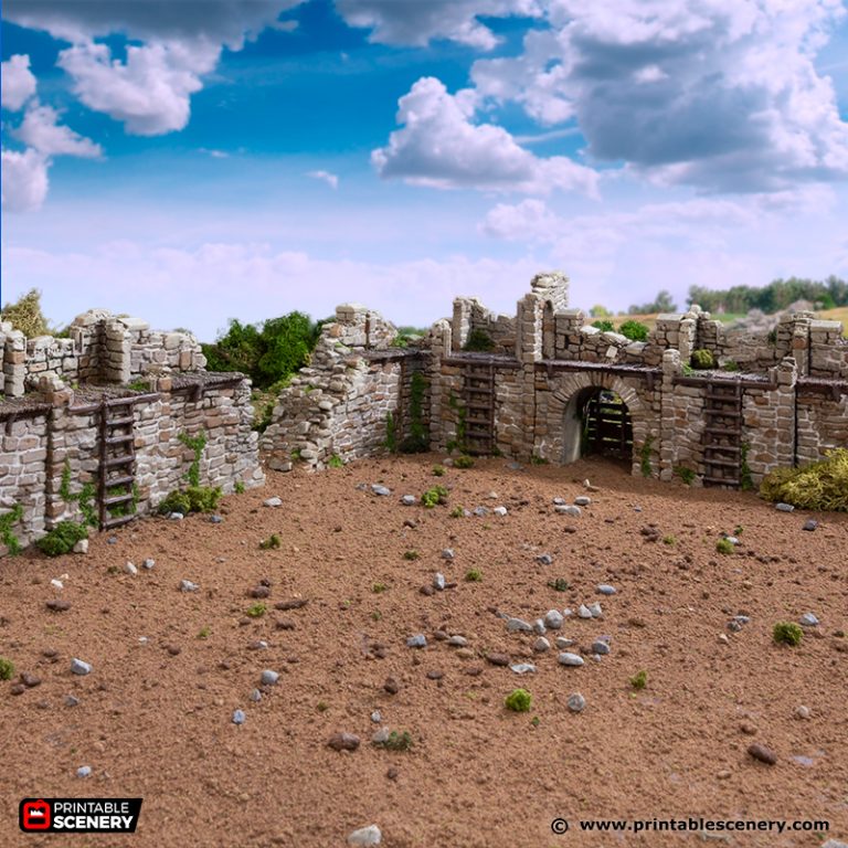 Ruined Norman Fort Walls - Printable Scenery