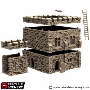 Norman Square Keep - Printable Scenery