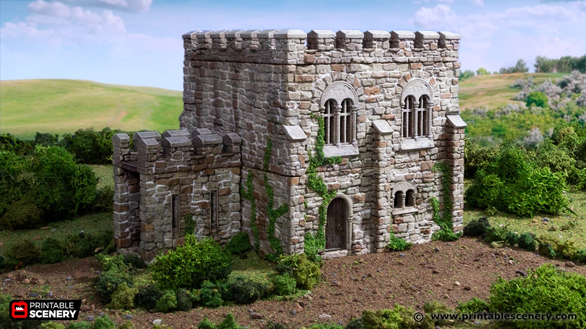 Norman Square Keep - Printable Scenery