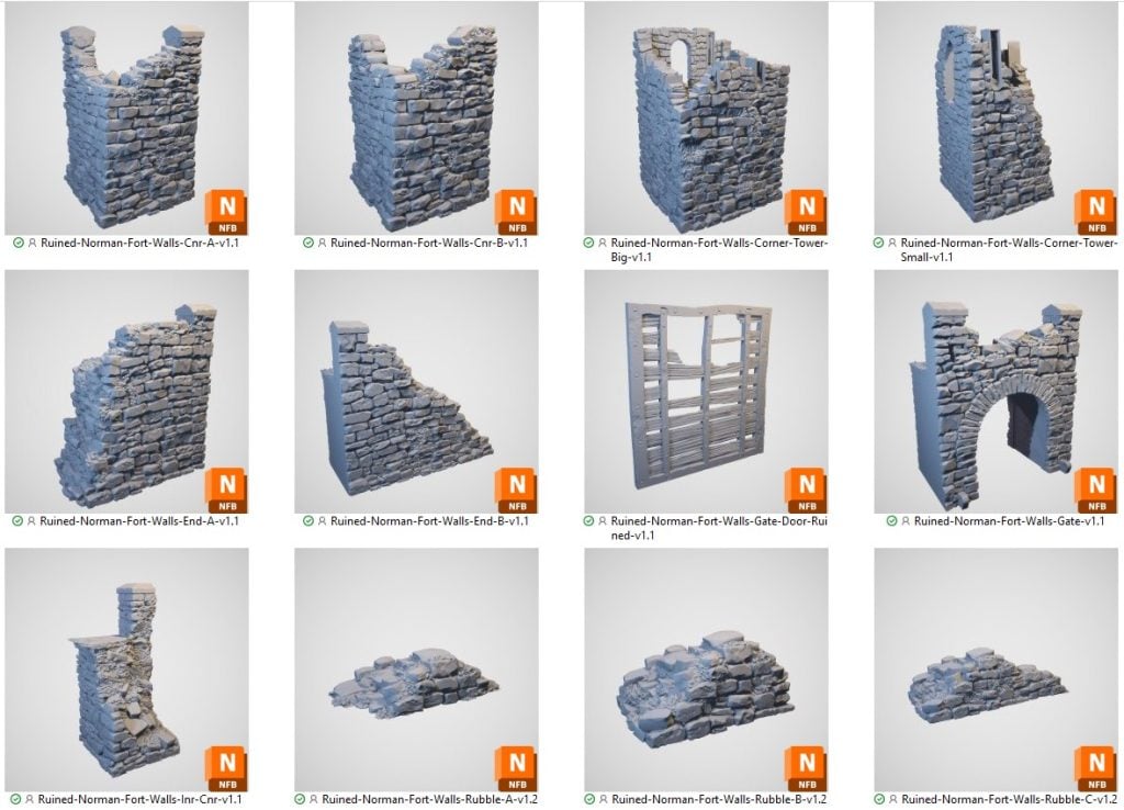 Ruined Norman Fort Walls - Printable Scenery