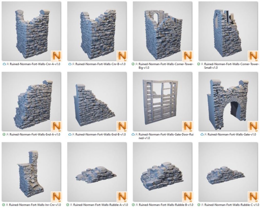 Ruined Norman Fort Walls - Printable Scenery
