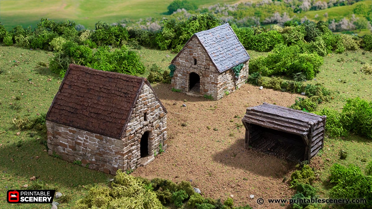 Small Rustic Barns - Printable Scenery
