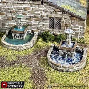 Town Fountain - Printable Scenery