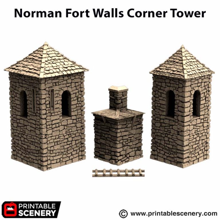 Norman Fort Walls Corner Tower - Printable Scenery